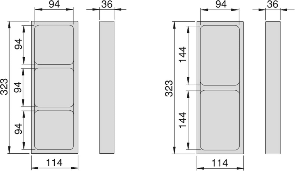 Sapho LINDO boční organizér sada 2 ks 114 x 36 x 323 mm plast antracit LD002