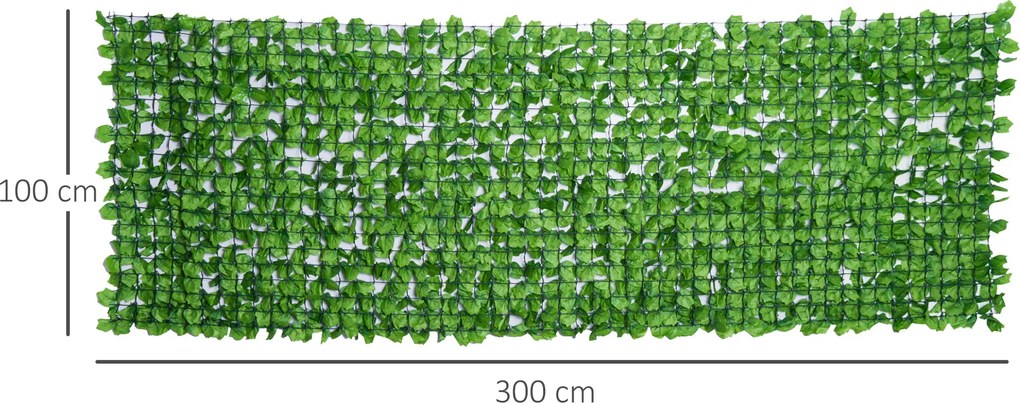 Outsunny živý plot Umělý živý plot 300x100 cm, světle zelený, ideální pro výzdobu balkonů a stěn, odolný proti UV záření a snadná údržba | Aosom.de