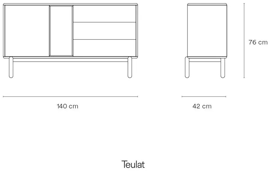 Tmavě šedá nízká komoda 137x76 cm Corvo - Teulat