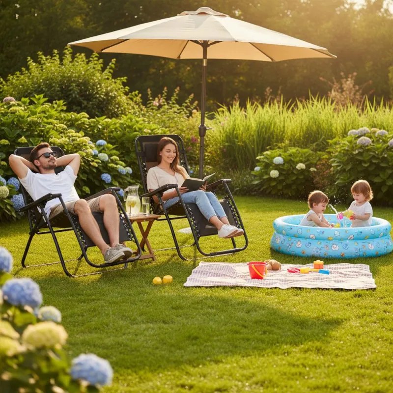 Zahradní polohovací křeslo SPRINGOS ZERO GRAVITY černé