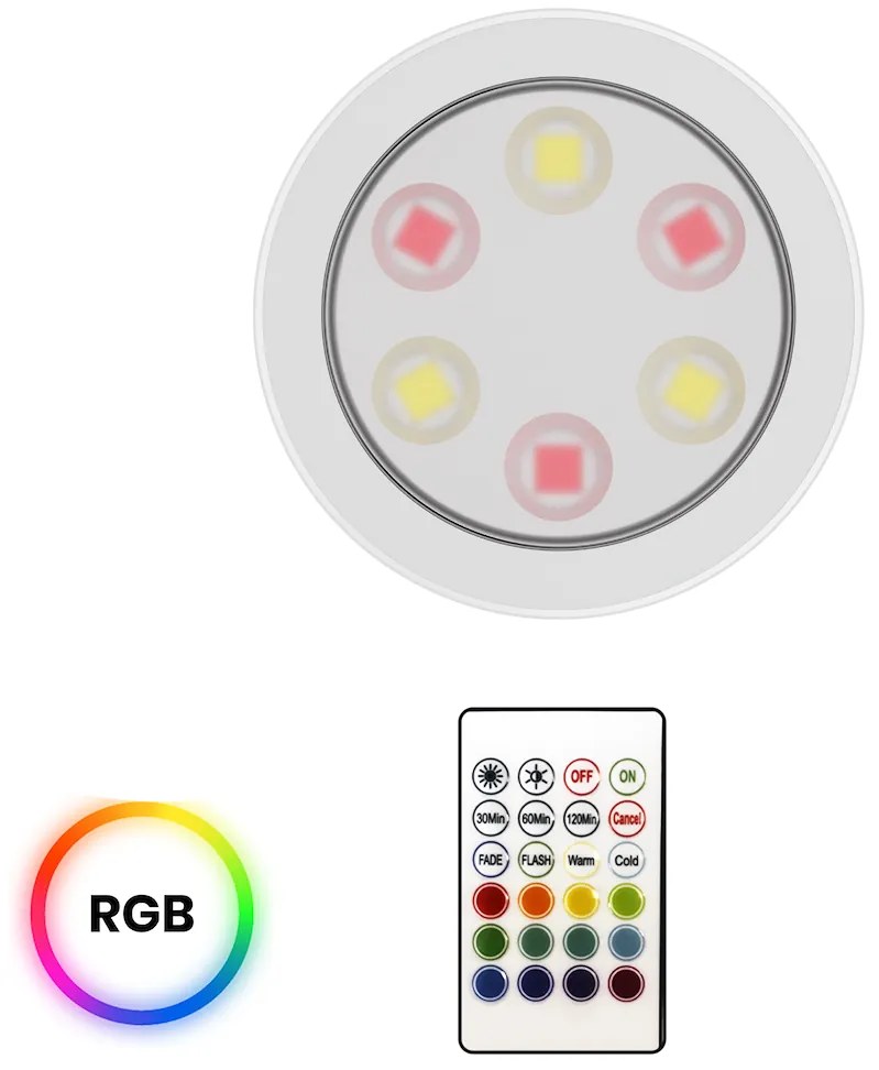 LED svítidlo Jojo, 1x LED 0,6w 3000-6000k, w, RGB, ovladač