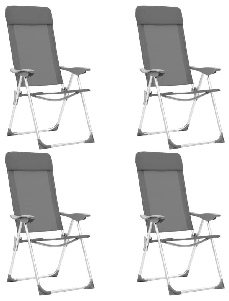 44307 vidaXL Skládací kempingové židle 4 ks šedé hliníkové | BIANO
