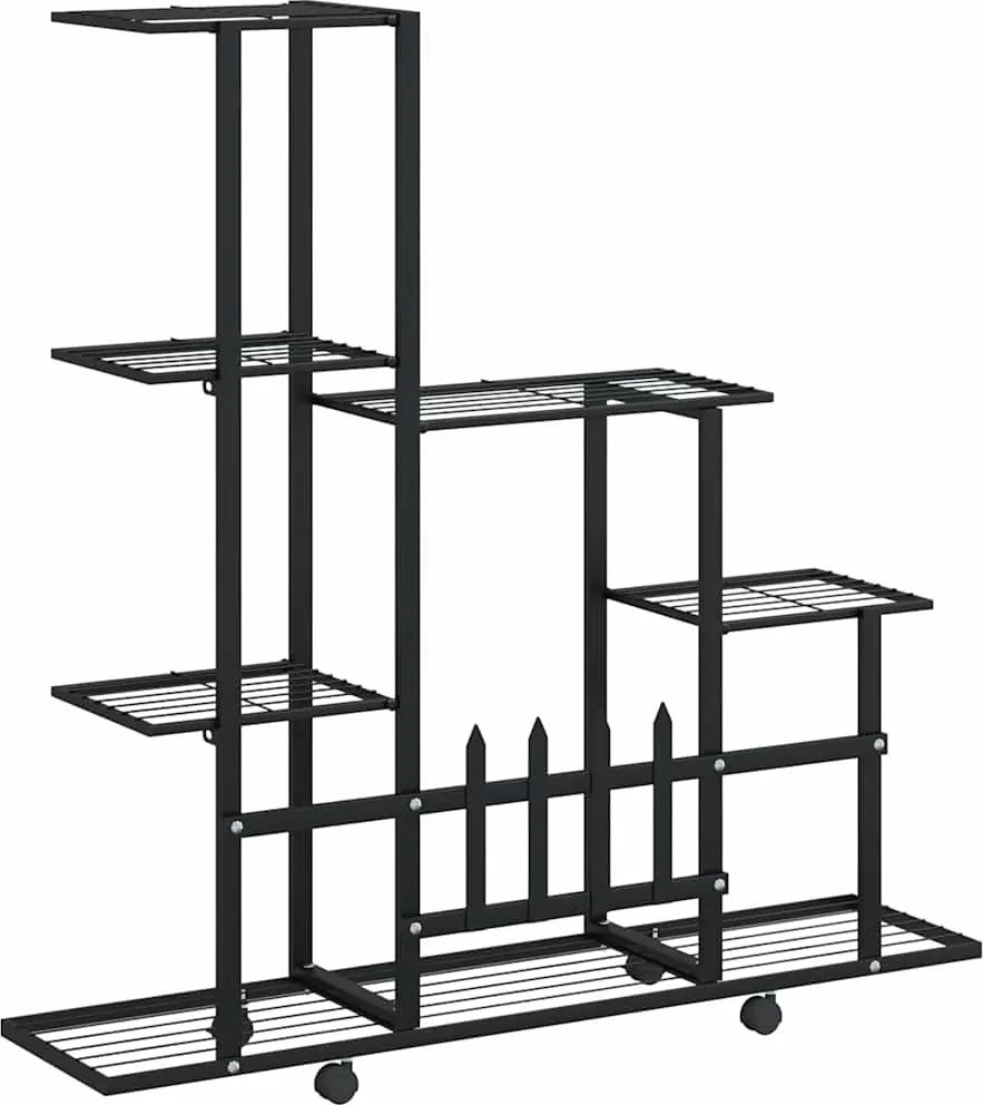 Stojan na květiny na kolečkách 94,5 x 25 x 92,5 cm černý kov 336114