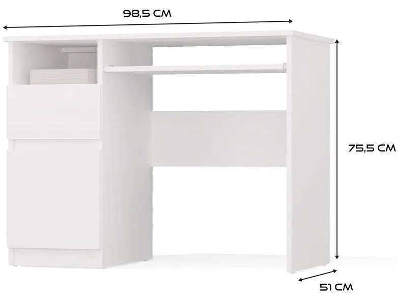 FALCO Psací stůl Petros L bílý mat