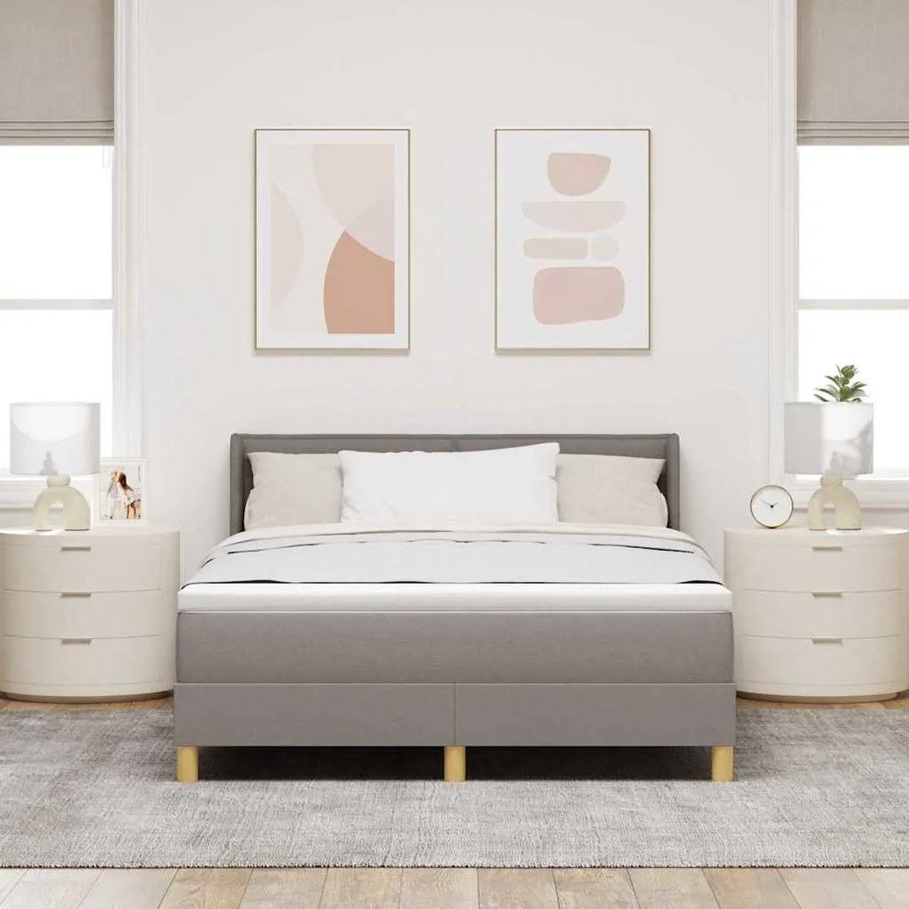 Postel s boxspringem s čelo Taupe 200 x 140 cm textil 3341234