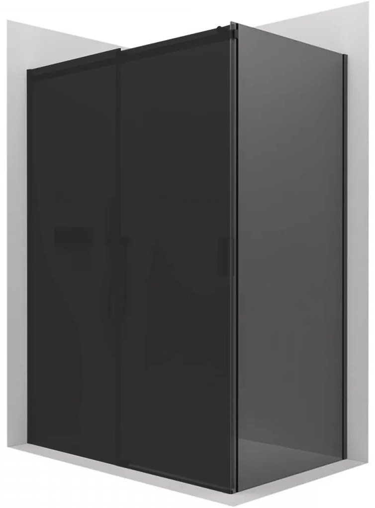 Cerano Santoro, sprchová zástěna 70x195 cm, 6mm šedé sklo, černý profil, CER-CER-424996