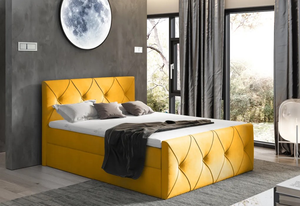 Expedo Čalouněná postel boxspring DIAMOND LUX + topper, 140x200, mat velvet 48