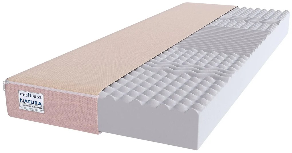 Mattress Natura ECO COTTON MASSAGE 10 H2/H3 195 x 85 cm, snímatelný pratelný potah 100% Organická bavlna Air Space 3D boční strana