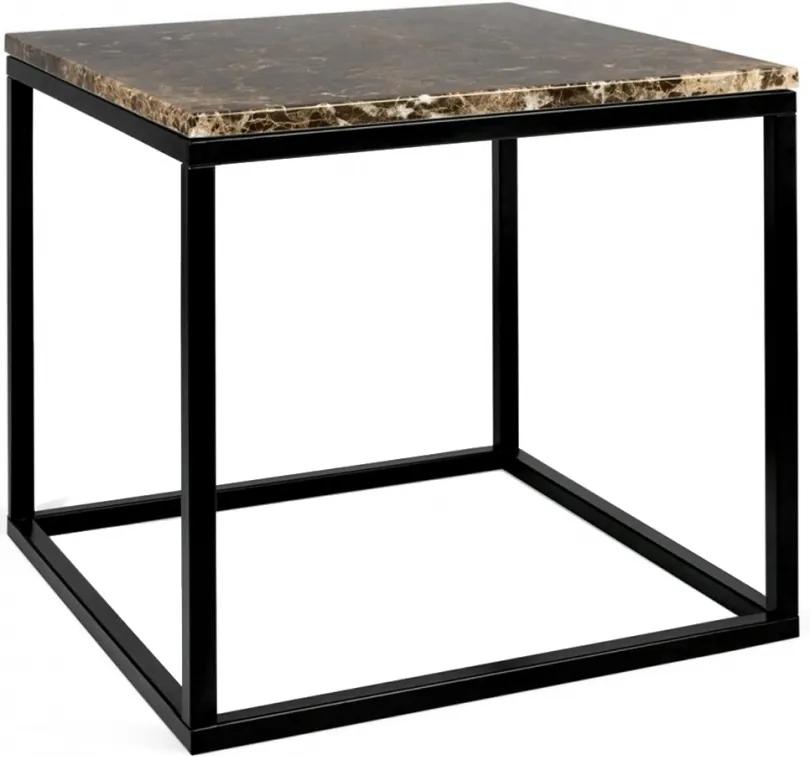 Odkládací stolek Xanti, černá podnož, mramor, hnědá