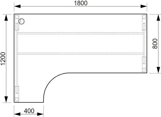 Kancelářský rohový stůl Hobis UEA 1800P, deskaakát, černá černá