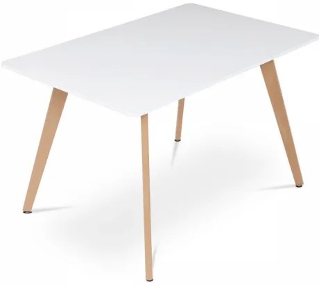 Jídelní stůl 120x80x74 cm, MDF, bílý matný lak, masiv buk DT-313 WT
