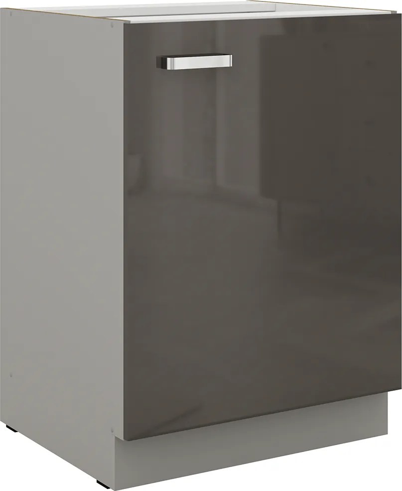 GREY gr | dolní skříňka 60 D 1F policová | 60 cm | světle šedá/tmavě šedá lesk