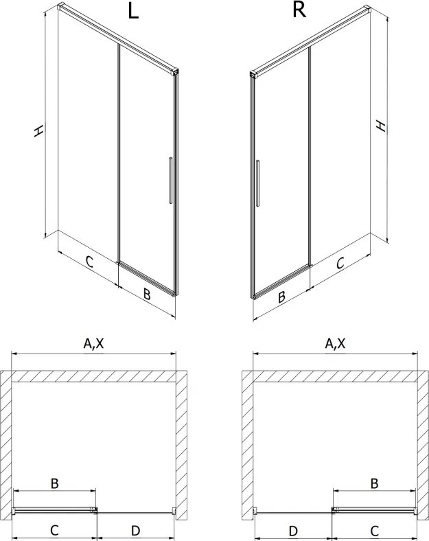 Mexen Rox posuvné sprchové dveře 120 cm, transparentní, zlaté kartáčované - 8C2-120-000-55-00