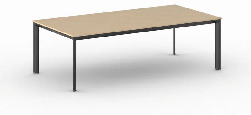 Kancelářský stůl PRIMO INVITATION, černá podnož, 2400 x 1200 mm, bílá