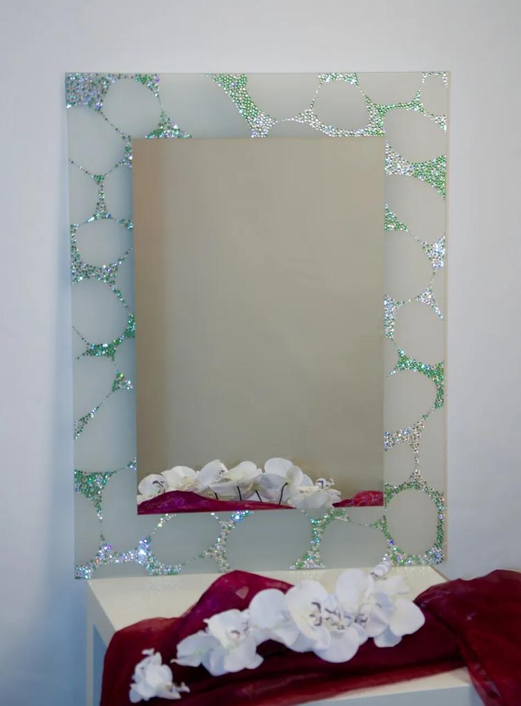Amirro Luxusní skládané zrcadlo na zeď do pokoje do ložnice dekorativní AQUA 80 x 60 cm s ručně lepenými kamínky Swarovski 800-035