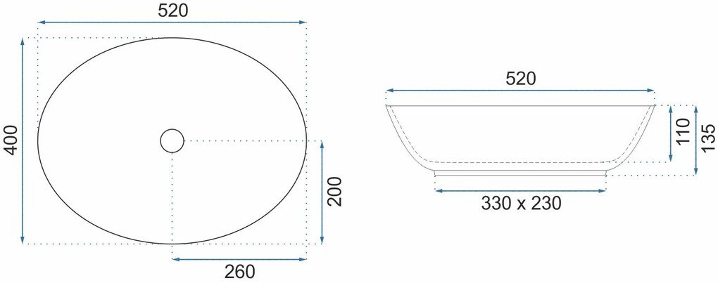 Keramické umyvadlo na desku REA MARGOT modré/zlaté
