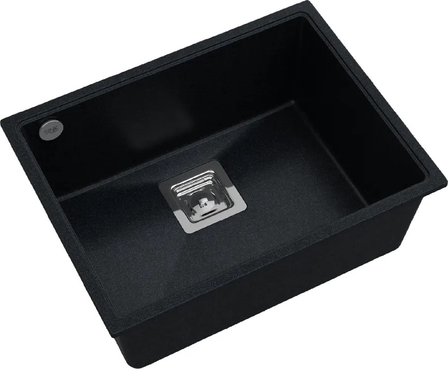Sink Quality Argon 60, kuchyňský granitový dřez 550x420x225 mm + chromový sifon, černá skvrnitá-Brocade, SKQ-ARG.B.1KBO.60.X