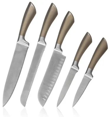 Banquet Sada nožů Metallic Platinum, 5 ks a nerezový stojan