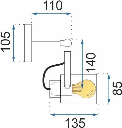 Toolight - Reflektor nástěnné svítidlo E27 APP486-1C, černá, OSW-00597