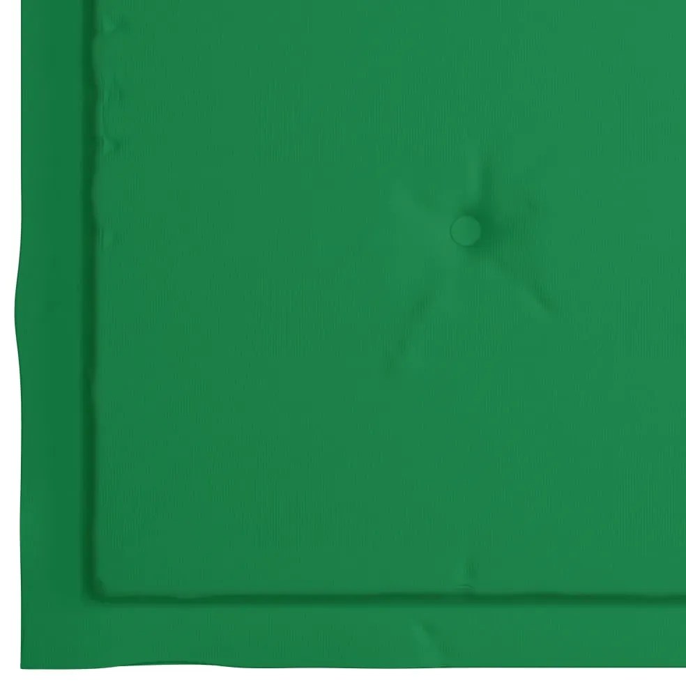 vidaXL Houpací křeslo se zelenou poduškou masivní teak