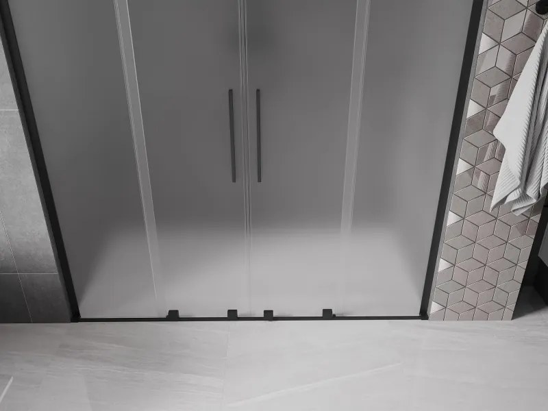 Mexen Velar L Duo, posuvné sprchové dveře do otvoru 200 cm, 8mm sklo námraza, černá matná, 871-200-003-32-70