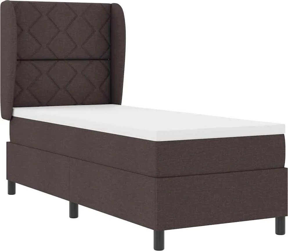 Postel s boxspringem s čelo Tmavě hnědá 80 x 200 cm textil 3340595