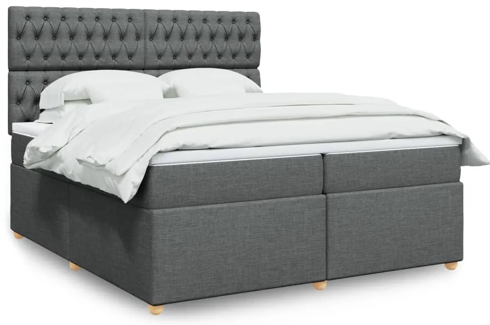 Box spring postel s matrací tmavě šedá 200x200 cm textil