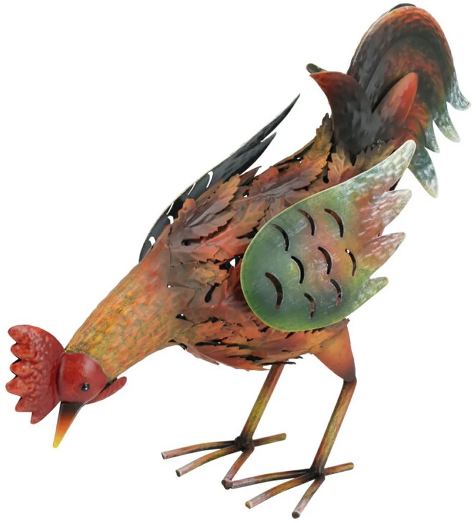 Zahradní kovová figurka Rooster, 32 cm, vícebarevná