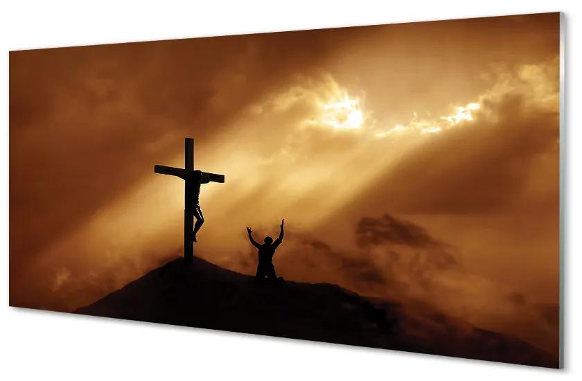 Skleněný panel Jesus Cross Light 140x70 cm