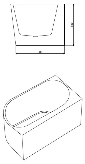 BPS-koupelny Volně stojící rohová akrylátová vana HYD-MER509B pravá 150x75 bílá, odtokový komplet černý
