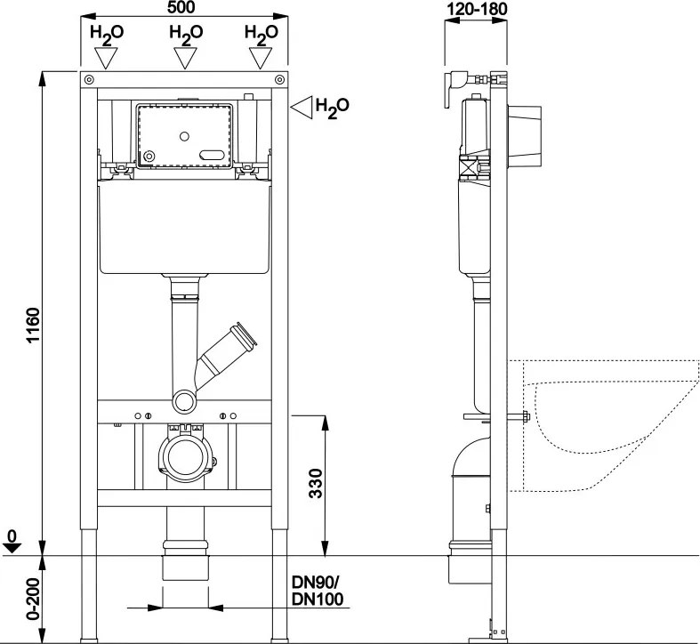 Mereo set wc závěsné kapotované se sedátkem modulem tlačítkem a izolací do sádrokartonu MM02NSETRS331