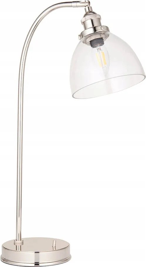 Noční lampa skleněná Hansen 97590 do pracovny, nikl, průhledná