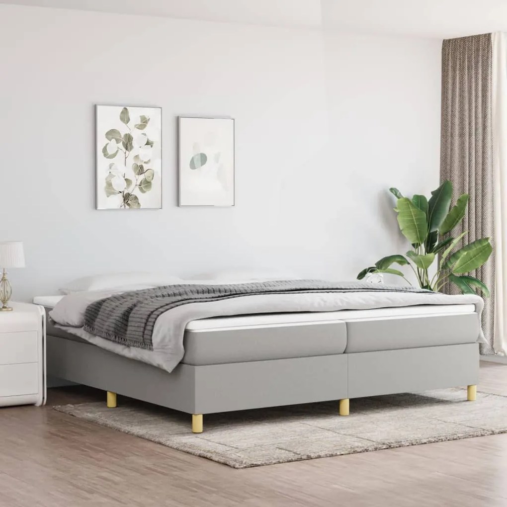 Rám postele s boxspringem světle šedý 200 x 200 cm textil 3120985