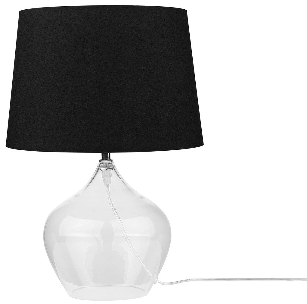 Stolní lampa se sklěněnou průhlednou základnou a černým stínítkem 45 cm OSUM Beliani