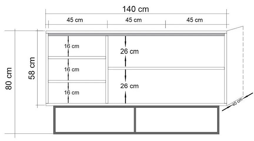 Komoda Quantum Mare 140 cm borovice atlantic