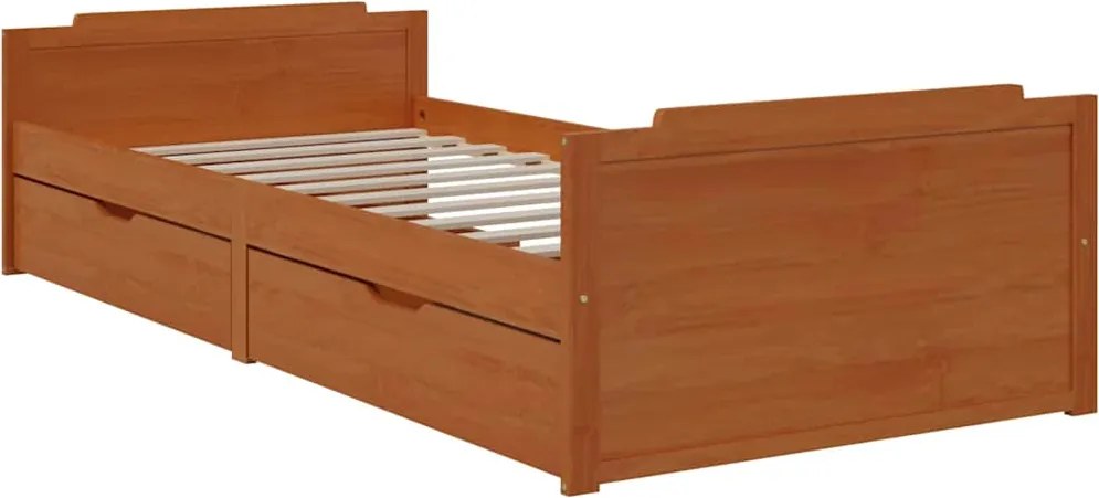 Rám postele se zásuvkami medově hnědý masivní borovice 90x200cm 322161