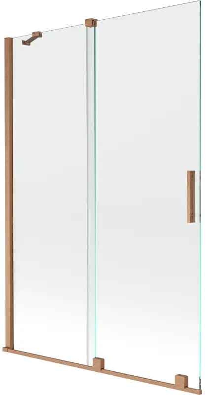 Mexen Velar, 2-křídlová posuvná vanová zástěna 120 x 150 cm, 8mm čiré sklo, měděná matná, 896-120-000-01-65