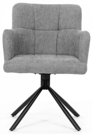 Židle jídelní šedá látka černé kovové nohy otočná 90° DCH-T1122 GREY2