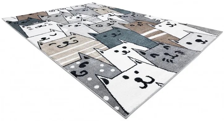 Dywany Łuszczów, Dětský kusový koberec Fun Gatti Cats multi, 160x220, šedá, dětský pokoj