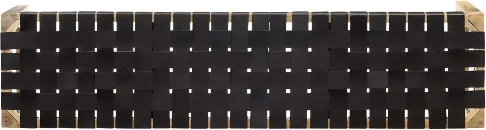 Lavice Allmeria - 150 cm - pravá kůže a masivní mangovníkové dřevo | černá