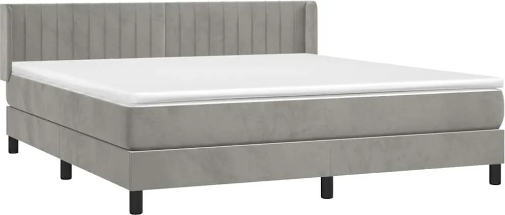 Box spring postel s matrací světle šedá 180x200 cm samet 3131093