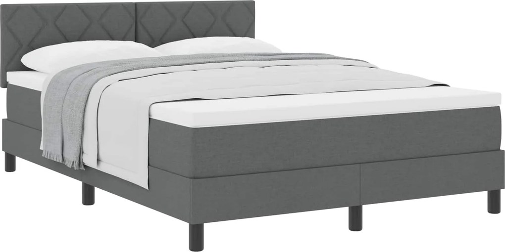 Postel s boxspringem s čelo Tmavě šedá 140 x 190 cm textil 3338763