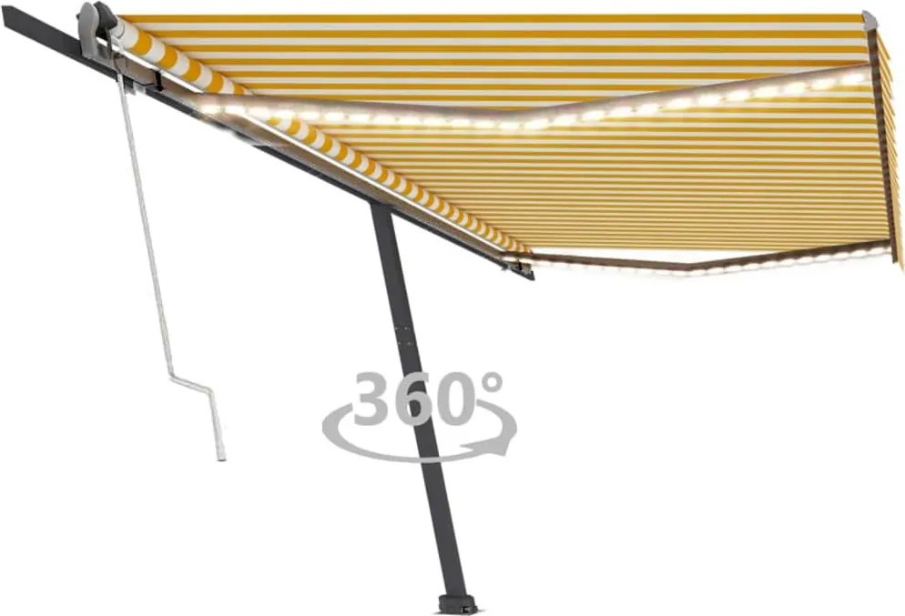 vidaXL Automatická markýza LED a senzor větru 500 x 300 cm [3069794] Barva: Modro-bílá