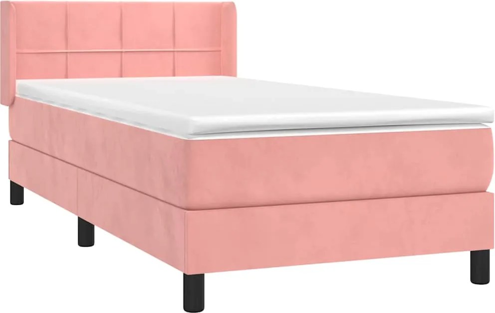 Box spring postel s matrací růžová 90x190 cm samet 3130936