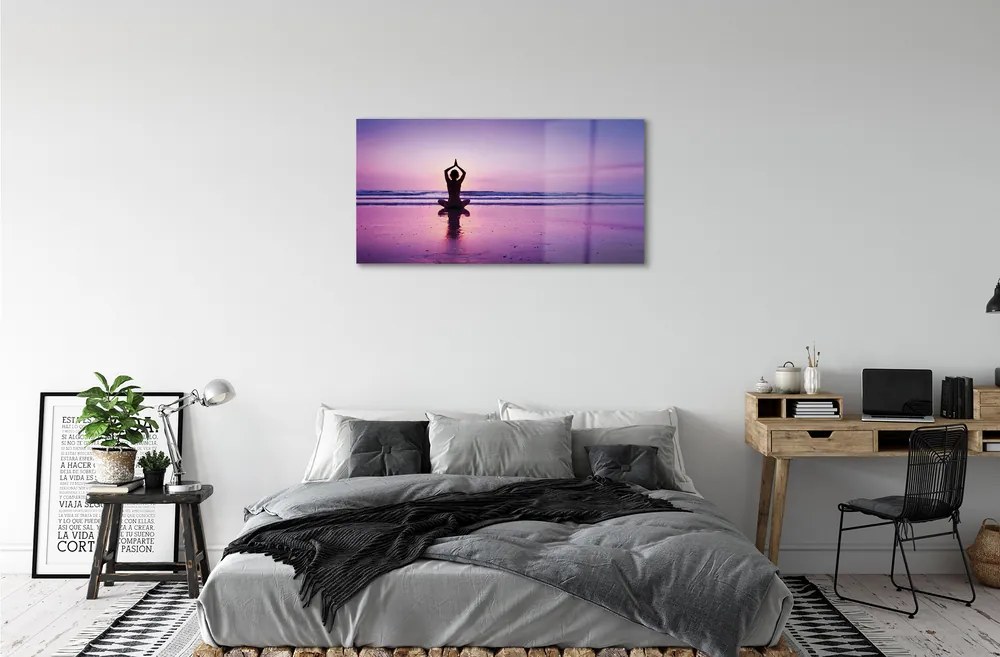 akrylový obraz Žena moře Yoga 100x50 cm
