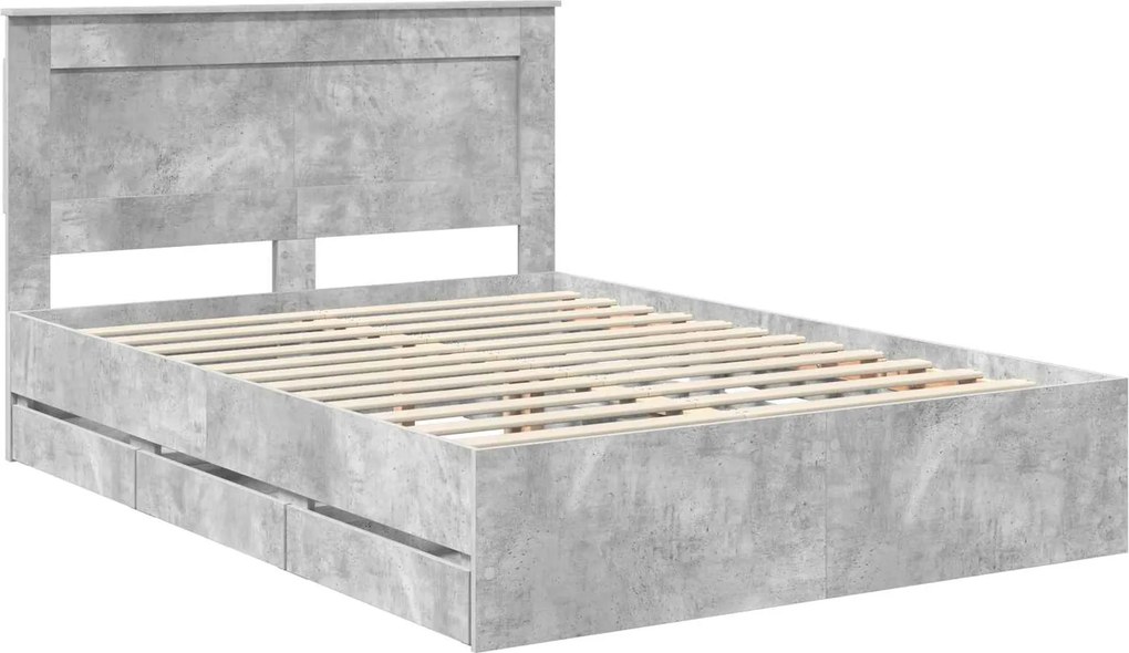 Rám postele s čelo Betonově šedá 160 x 200 cm Inženýrské dřevo 3410164