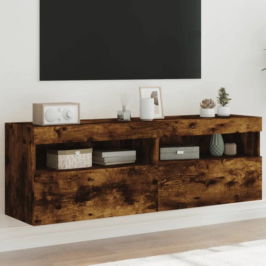 vidaXL Nástěnné TV skříňky s LED 2 ks 60 x 30 x 40 cm [837184] Barva: dub sonoma