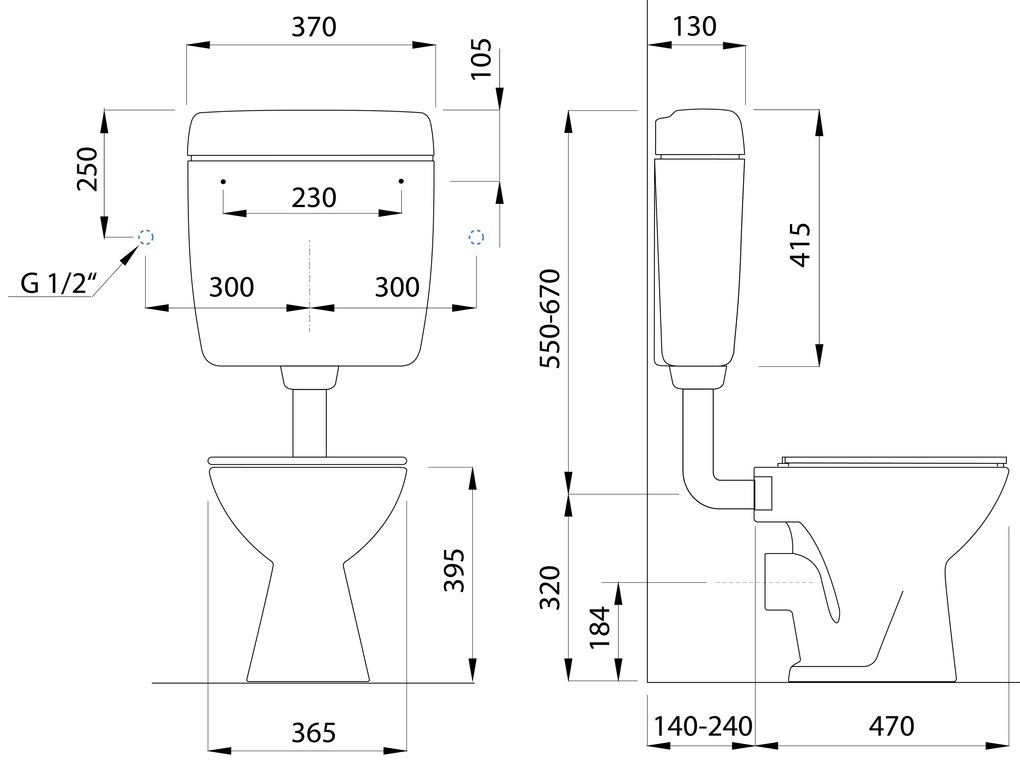 CREAVIT CREAVIT, WC kombi mísa s nádržkou včetně splachovací soupravy, zadní odpad, bílá, TP3306