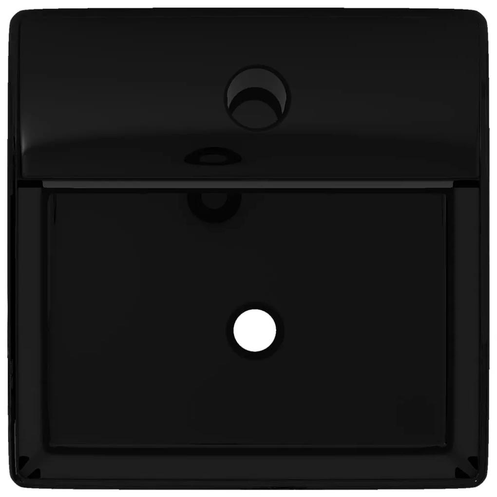 Keramické umyvadlo s otvorem na baterii černé čtvercové,  141941