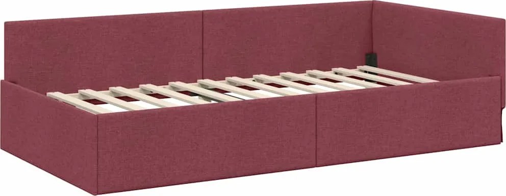 Rohový rám postele s matrací Jiný s čelo 2 ks Červená textil 3393584